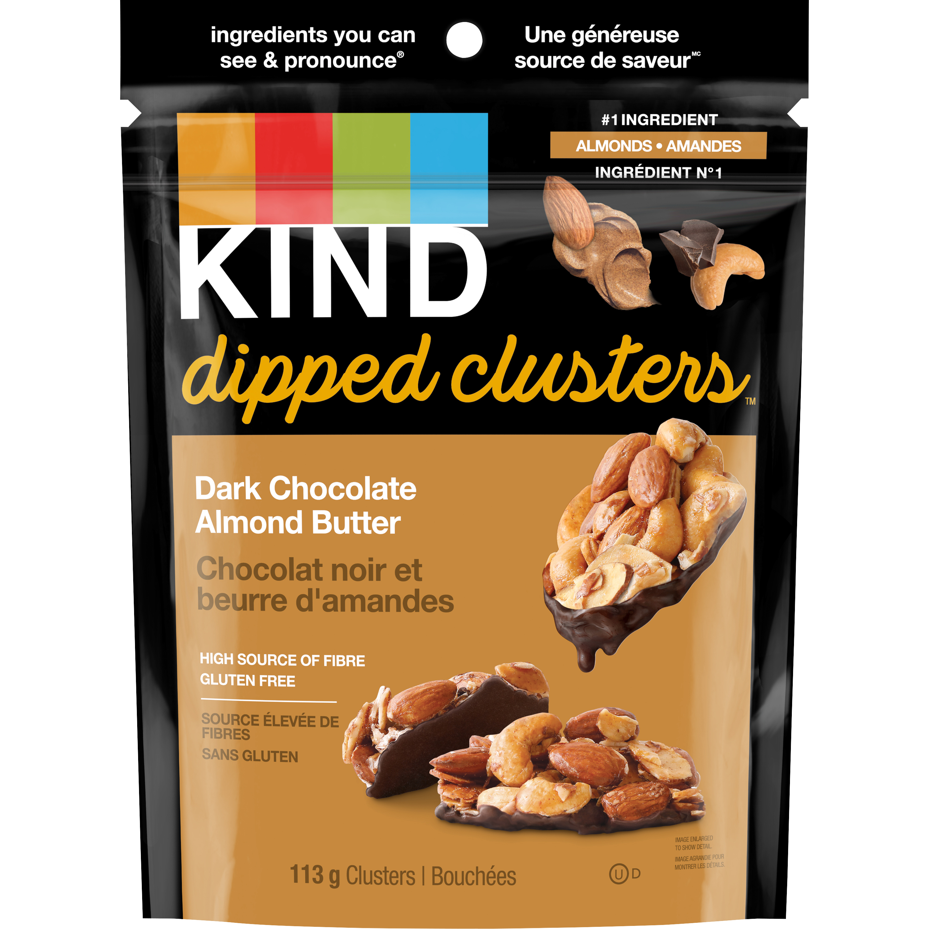 KIND Dipped Clusters Chocolat noir et beurre d'amandes, 113 g | KIND