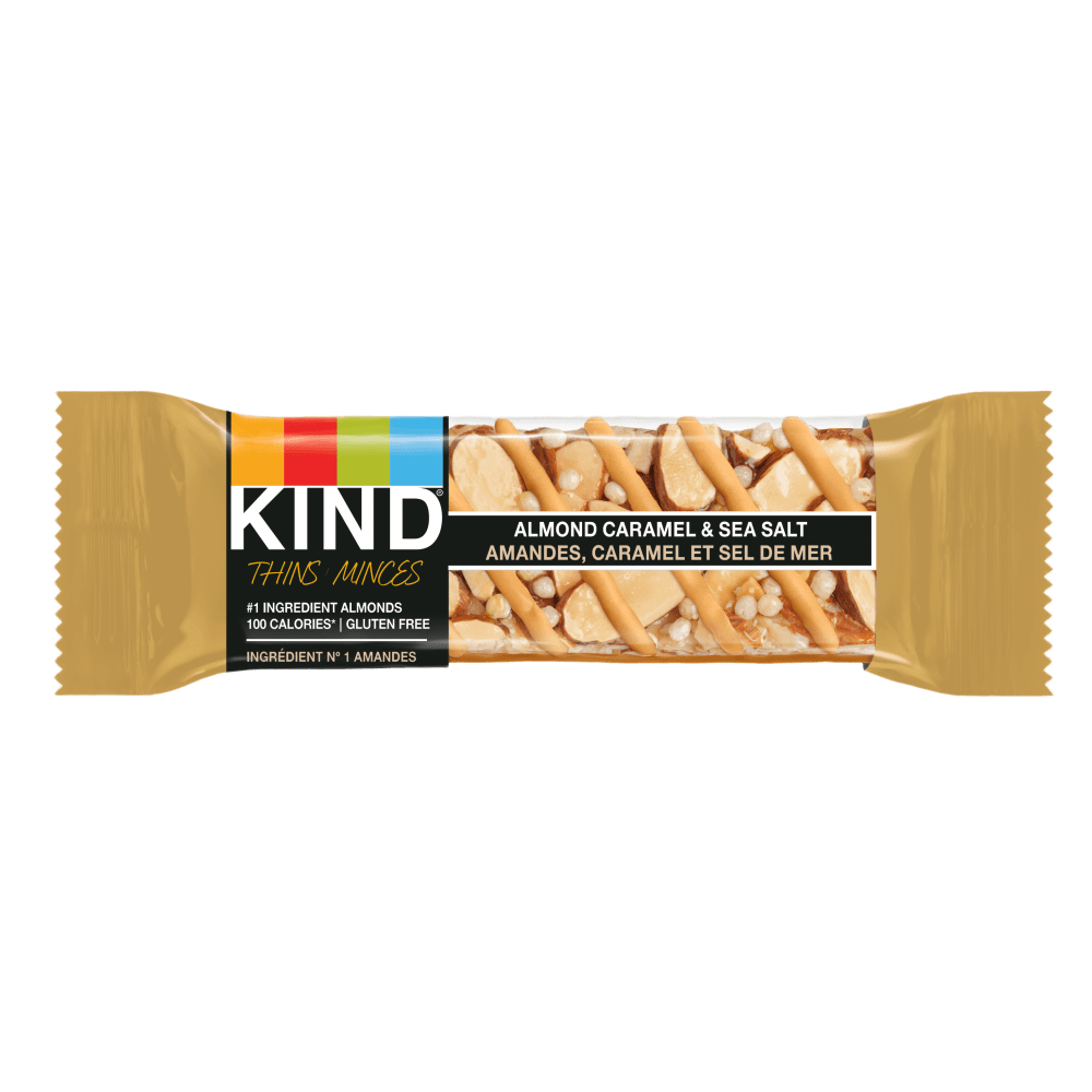 KIND Minces Barres Amandes, caramel et sel de mer, 21 g, 10 unités | KIND